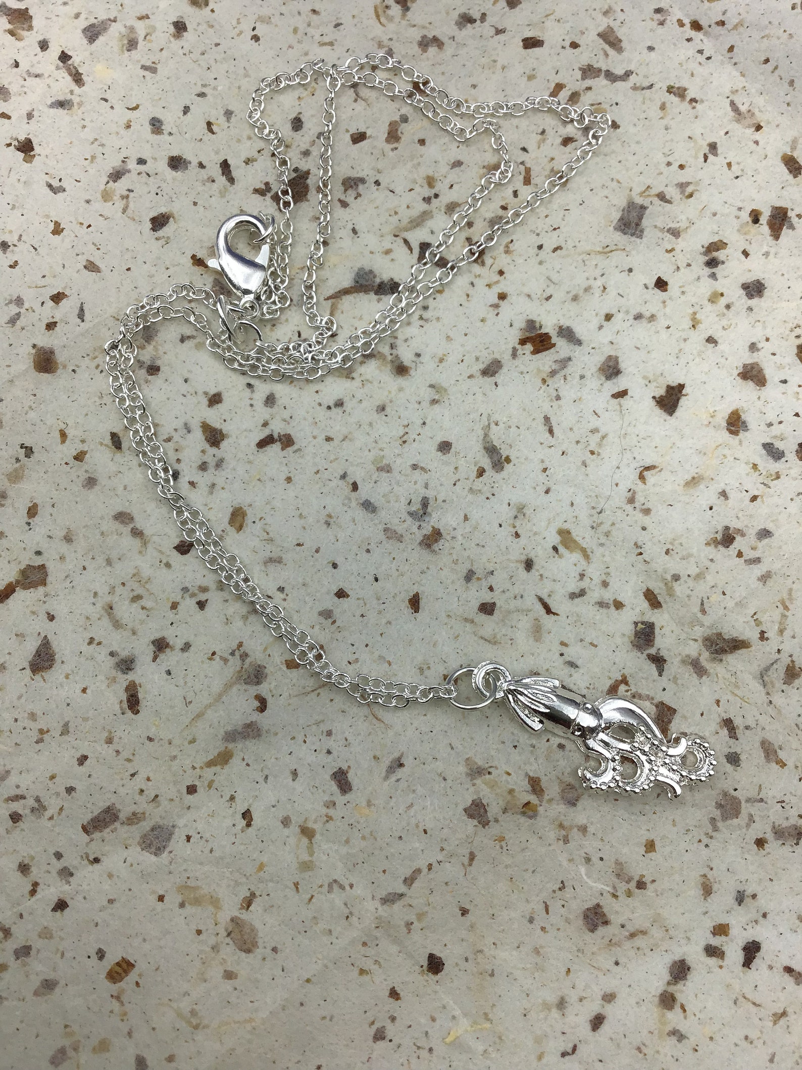 Squid Necklace, Silver Squid Necklace, Squid Jewelry - Etsy