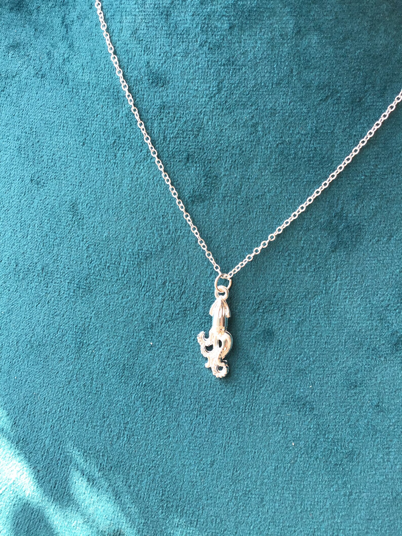 Squid Necklace Silver Squid Necklace Squid Jewelry | Etsy