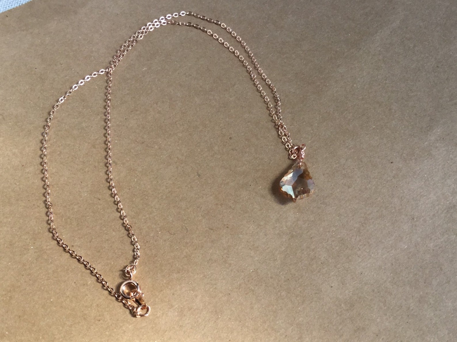 Rose Gold Crystal Necklaces Crystal Drop Necklaces - Etsy