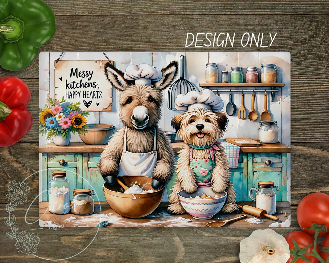 Funny Donkey and Dog Baking PNG: Farmhouse Kitchen Decor (digital File ...