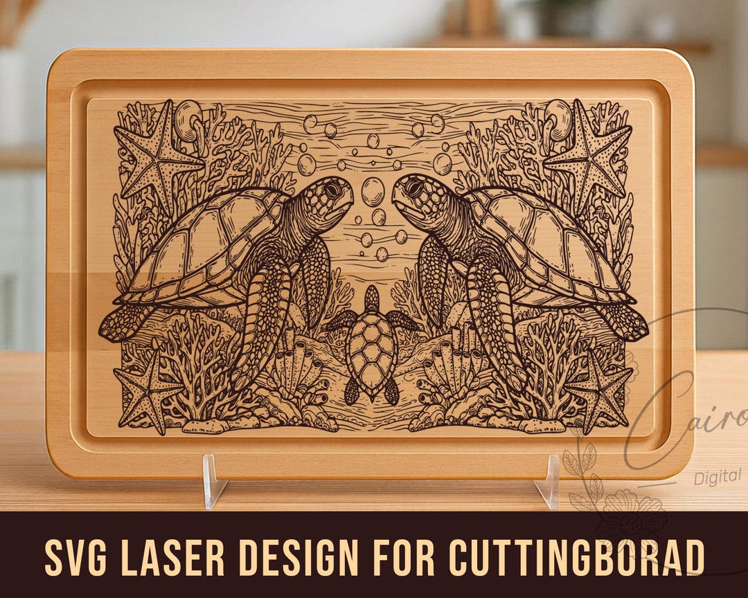 Sea Turtle Flower Design SVG/PNG - Laser Cutting Board Template ...