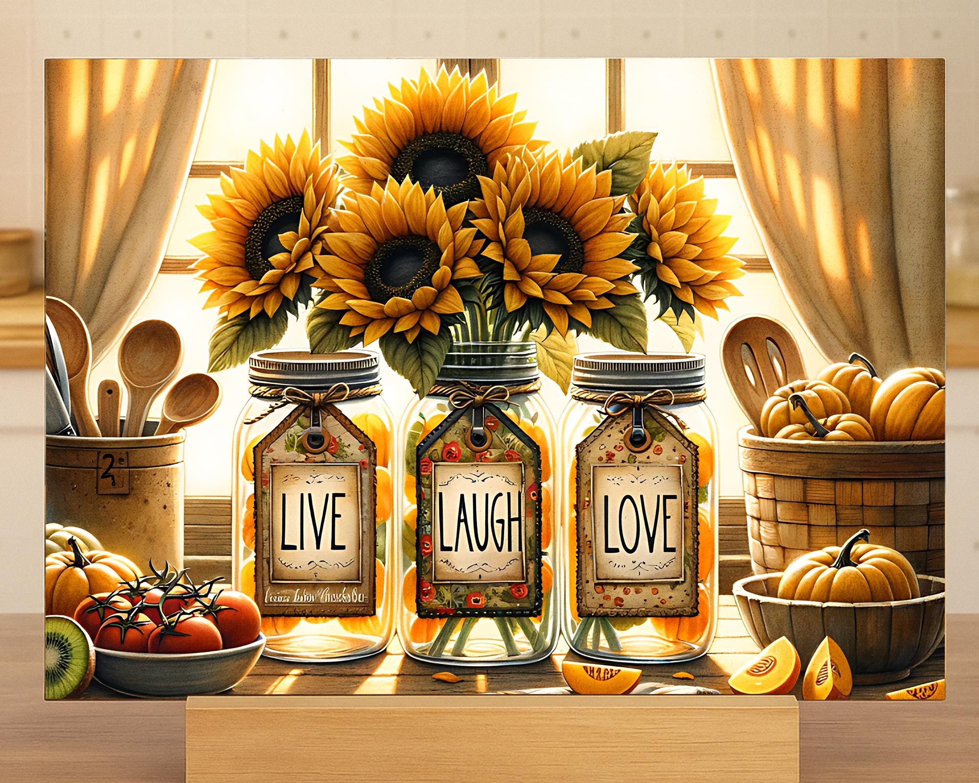 Sunflower Jars Cutting Board PNG: Farmhouse Kitchen Design (digital Download) - Etsy
