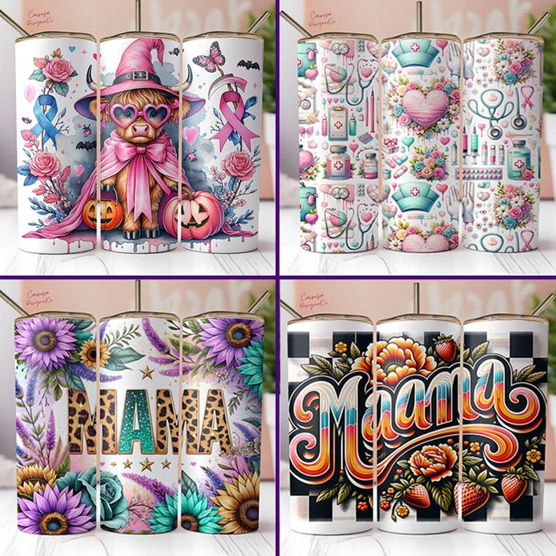 Tumbler Wrap Bundle: 100+ Sublimation Designs for 20oz Skinny Tumblers ...