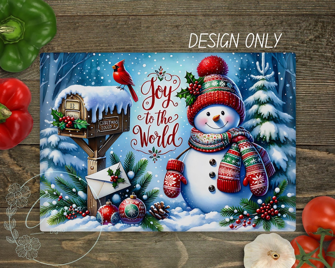 Snowman Cutting Board Sublimation Design: Winter Christmas PNG, SVG ...