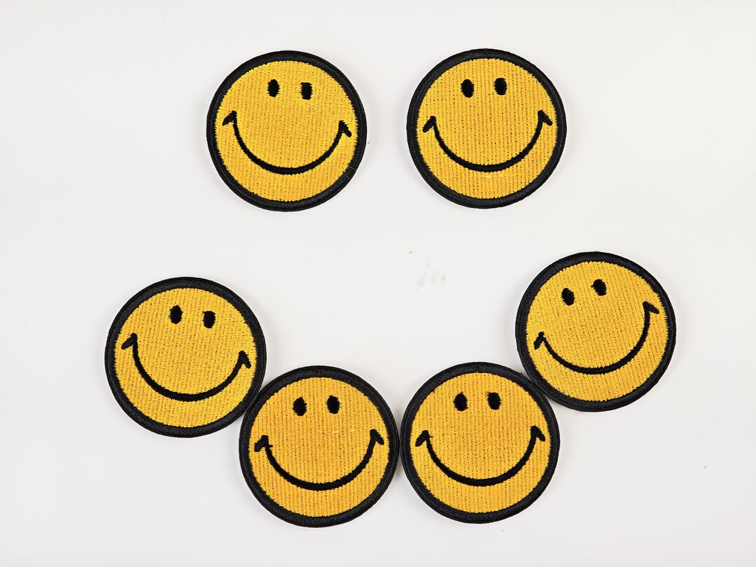 Cute Chenille Patch, Smiley Face Patches, Classic Yellow Patch, Iron-on ...