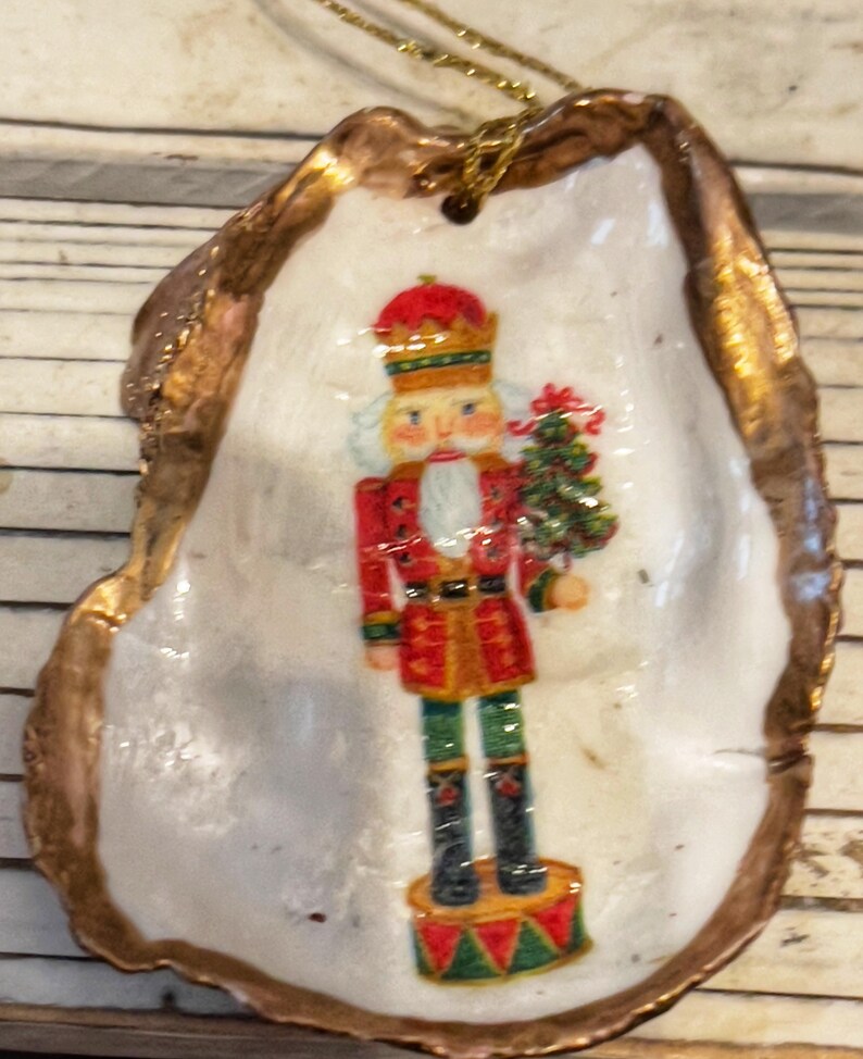 Nutcracker Oyster Ornaments Shells/ring Dishes/decoupaged Oyster Shells ...