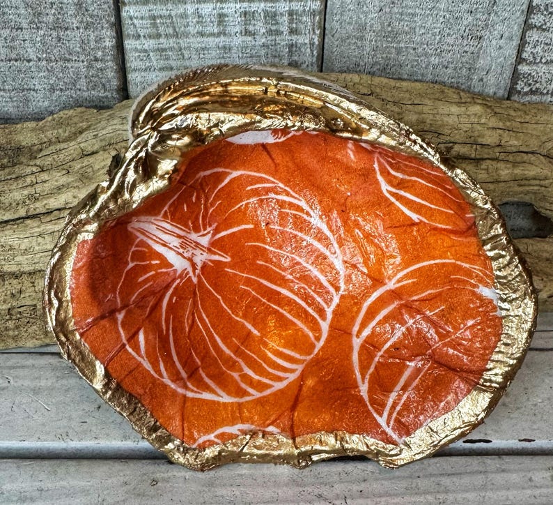 Extra Large Clam Shell Trinket Dish/ring Dish/decoupaged Clam Shell ...