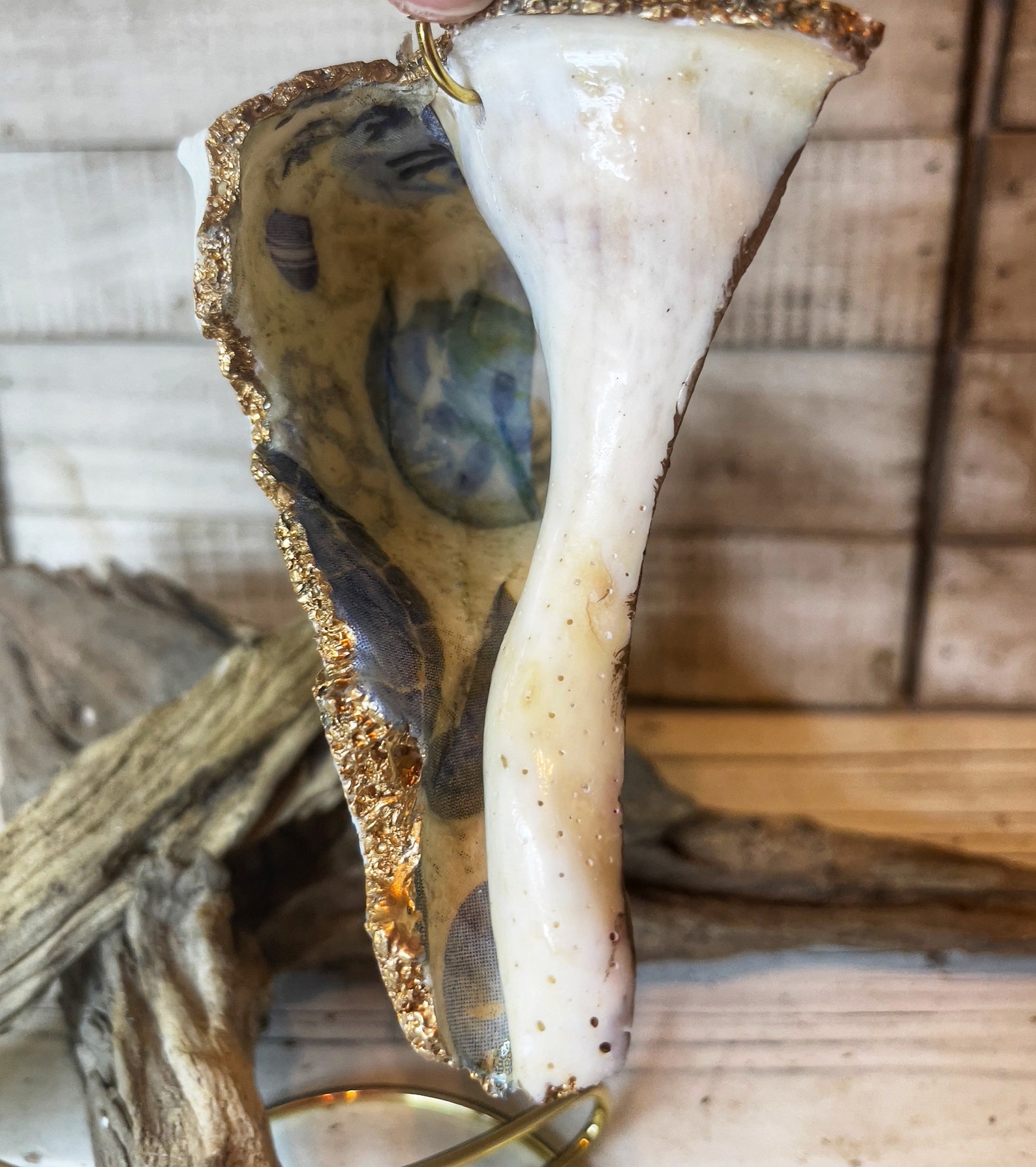 Decoupaged Conch Shell on Display Stand/decoupaged Conch Decor/nautical ...
