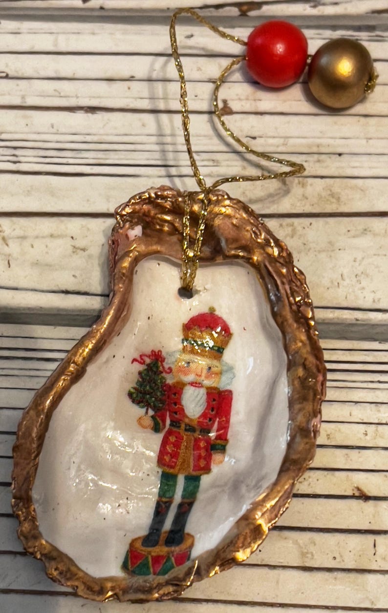 Nutcracker Oyster Ornaments Shells/ring Dishes/decoupaged Oyster Shells ...