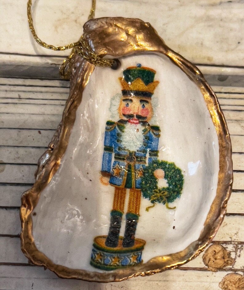 Nutcracker Oyster Ornaments Shells/ring Dishes/decoupaged Oyster Shells ...