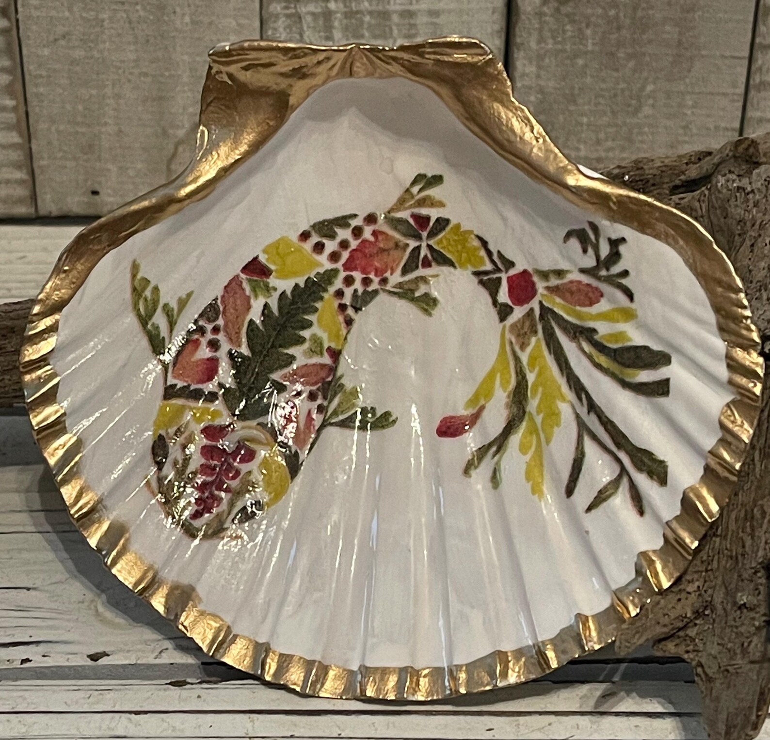 Bakers Clam Shell Trinket Tray/decoupaged Bakers Clam Shell - Etsy