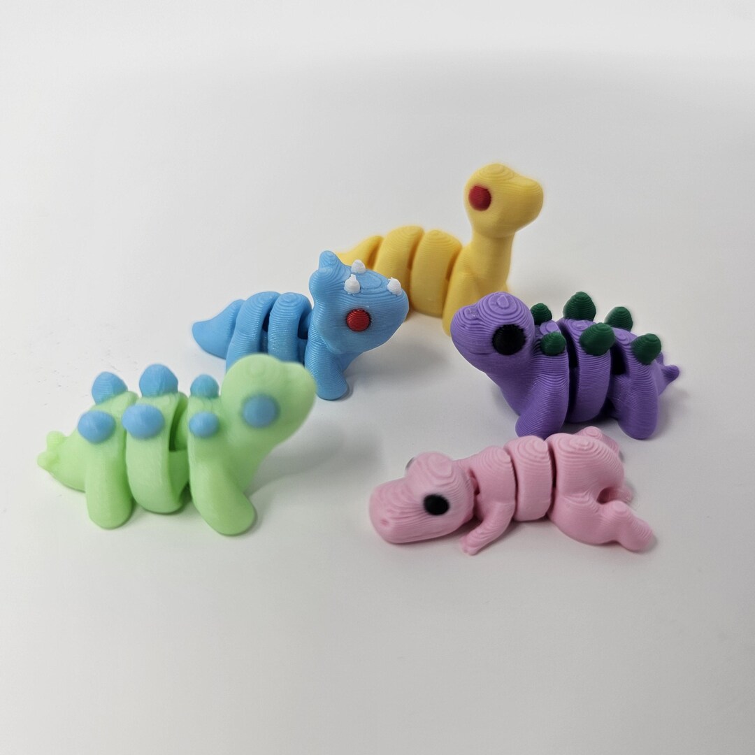 Mini Articulating Dinos Set 5 Random 1-inch Dinos T-rex, Stegosaurus ...