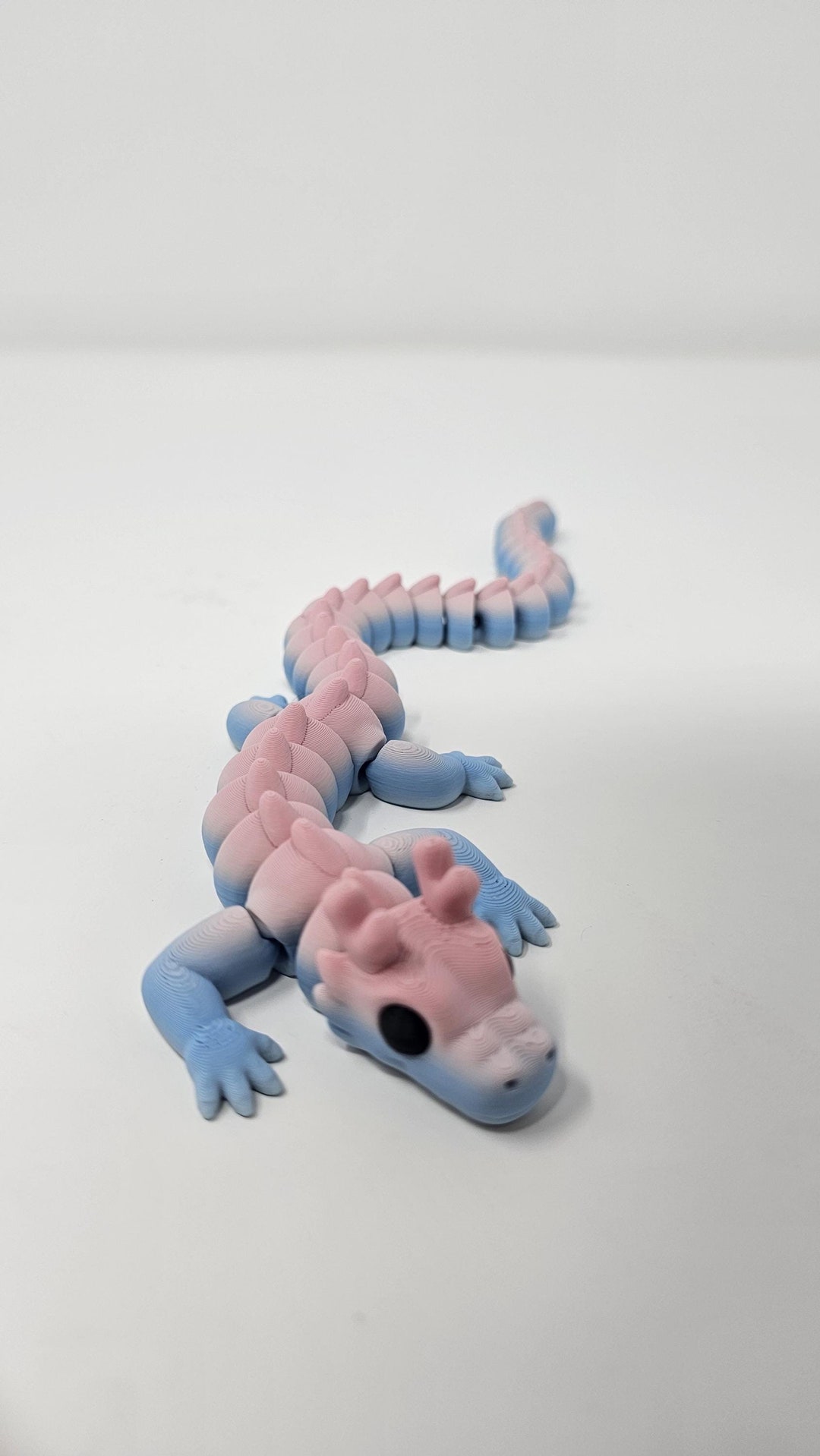 Cute 3D Printed Articulating Dragon With Horns | Pastel | Rainbow ...
