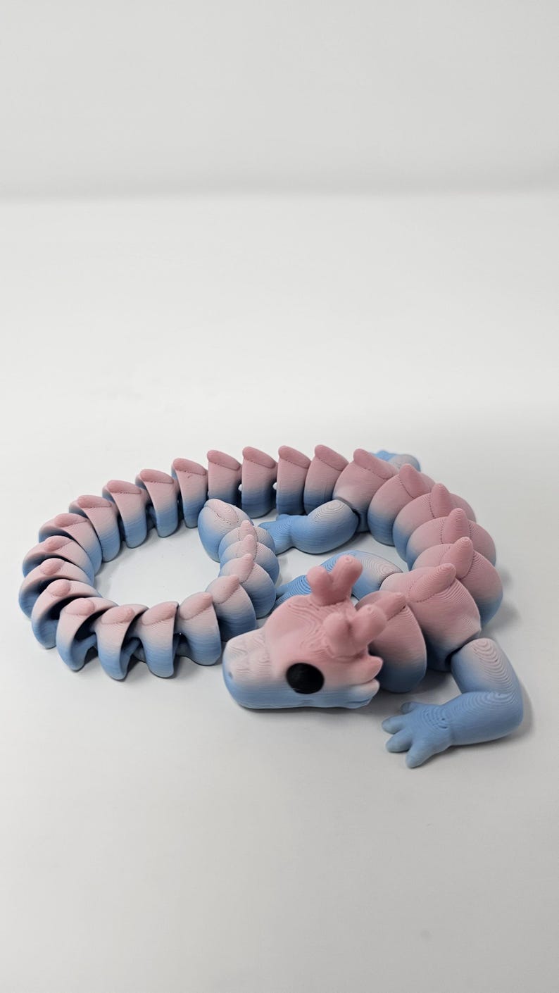 Cute 3D Printed Articulating Dragon With Horns | Pastel | Rainbow ...