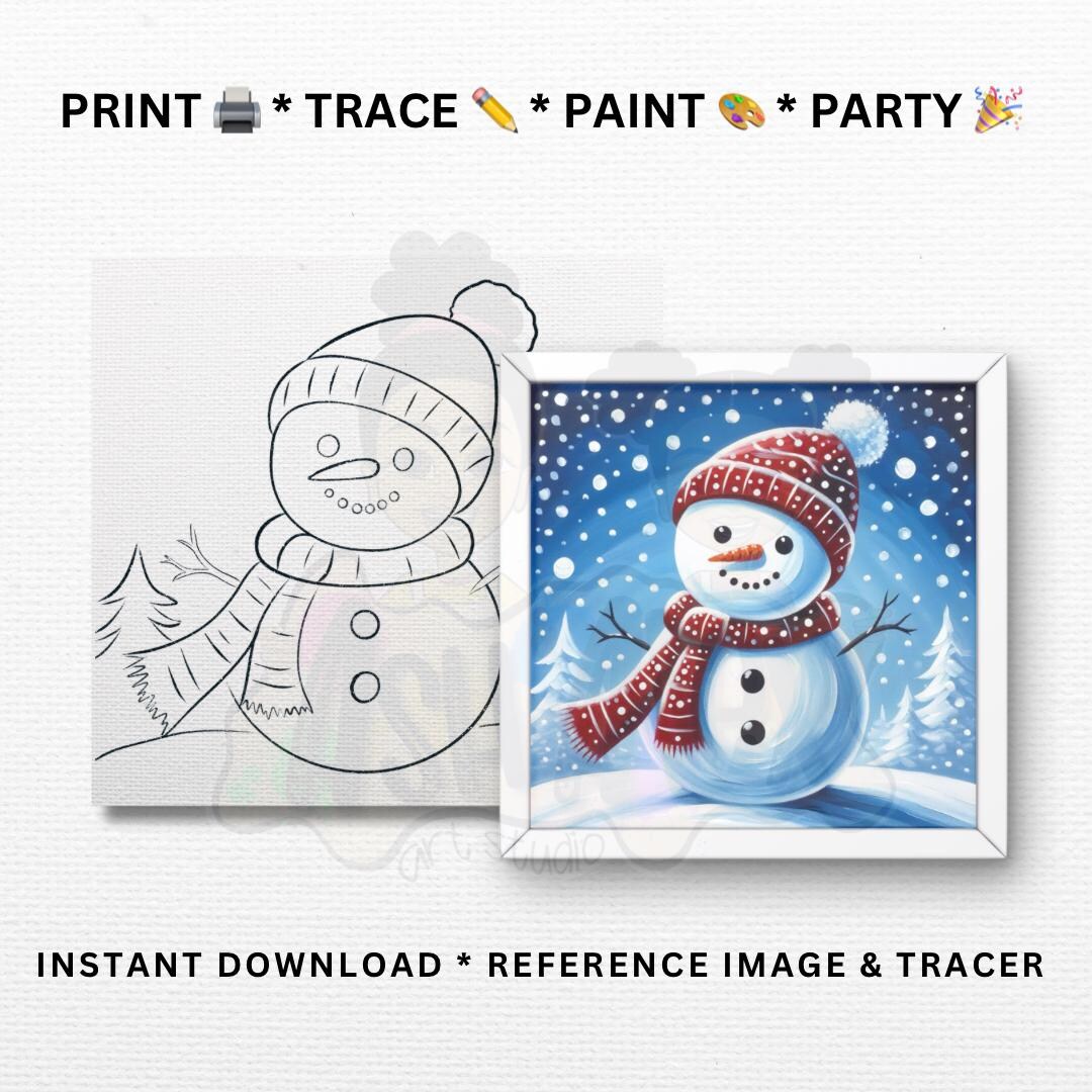 Snowman Paint Party Templates: Printable Stencil, PNG, JPG (instant ...