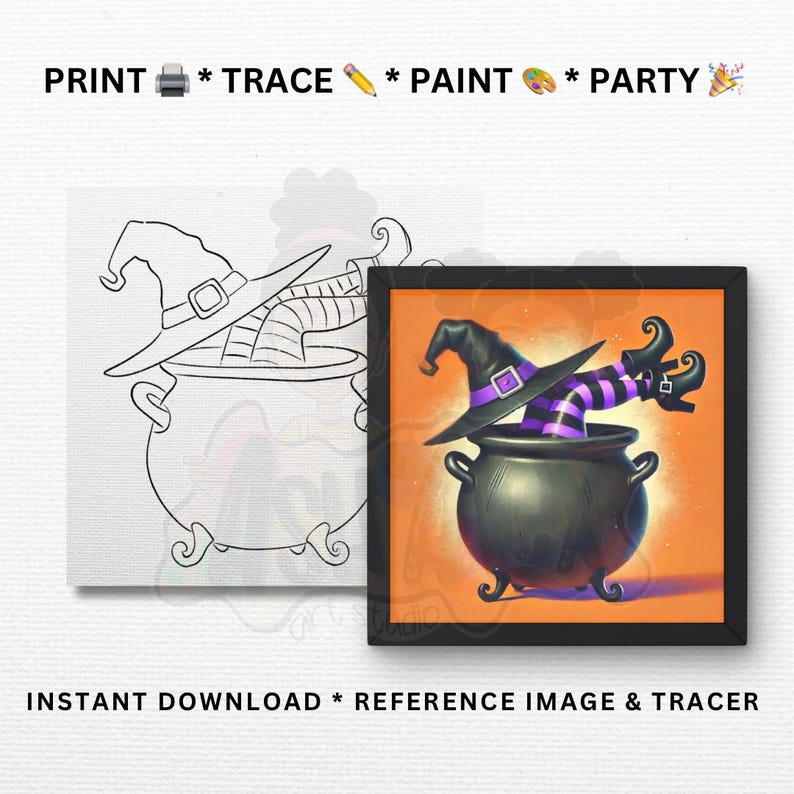Witch Cauldron Paint Party Template: DIY Stencil (digital Download) - Etsy