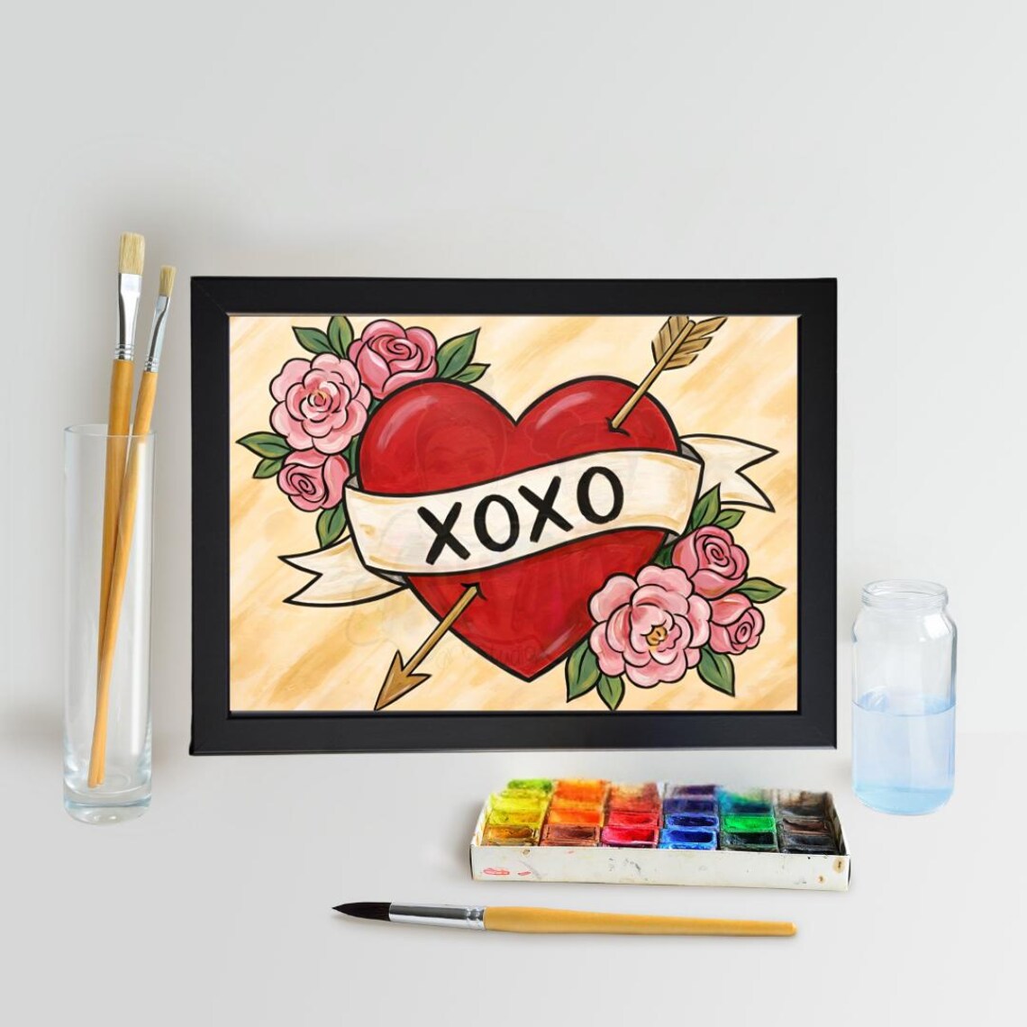 Be Mine Lollipop Paint Party Template | PNG JPG | Sip and Paint Kits ...