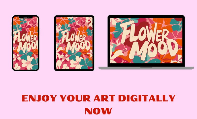 Maximalist Flower Mood Wall Art, Digital Downloadable Floral Artwork ...