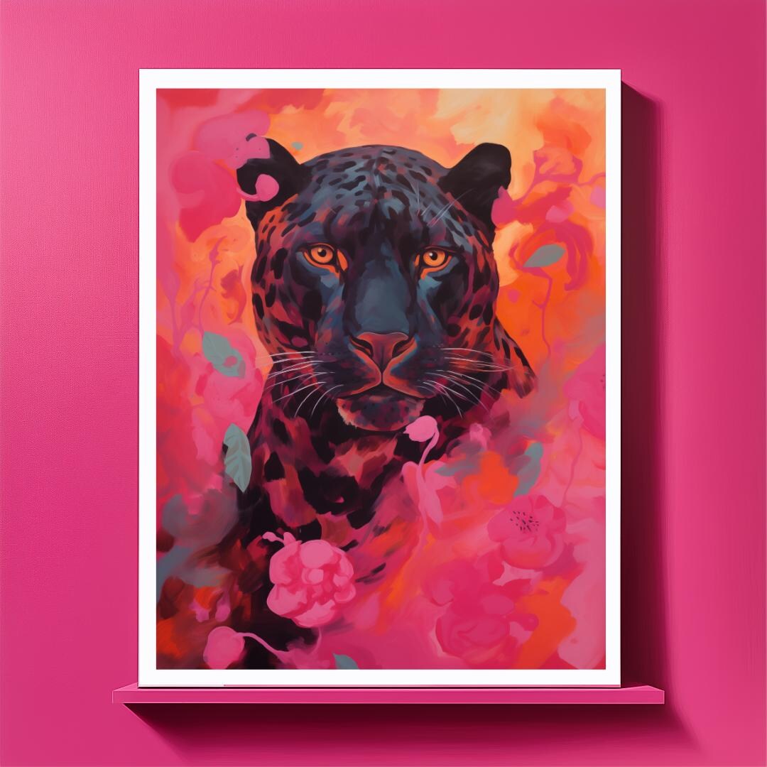 Maximalist Black Panther Wall Art Digital Download Modern Panther ...