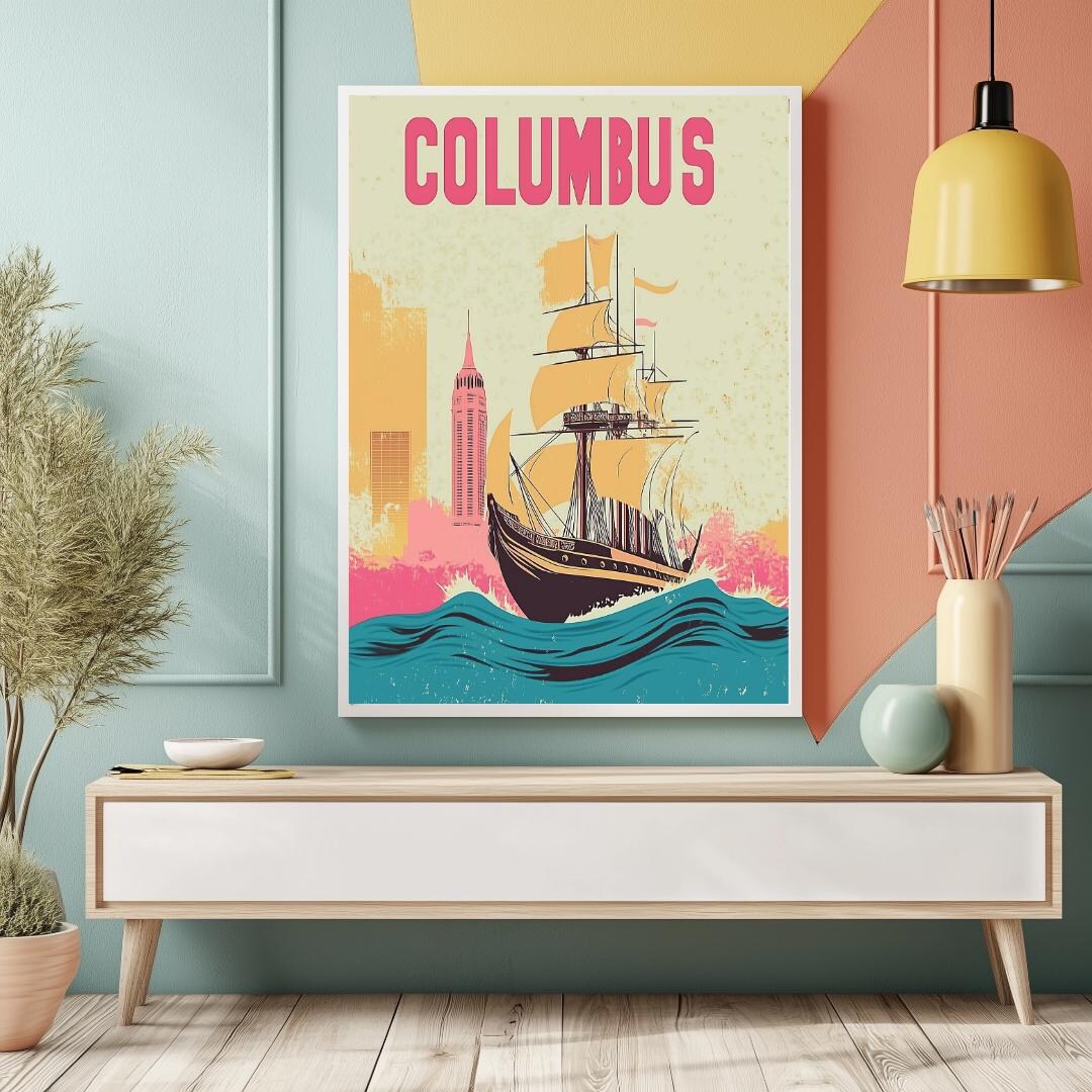 70s Columbus Day Wall Art - Printable Christopher Columbus Artwork for ...