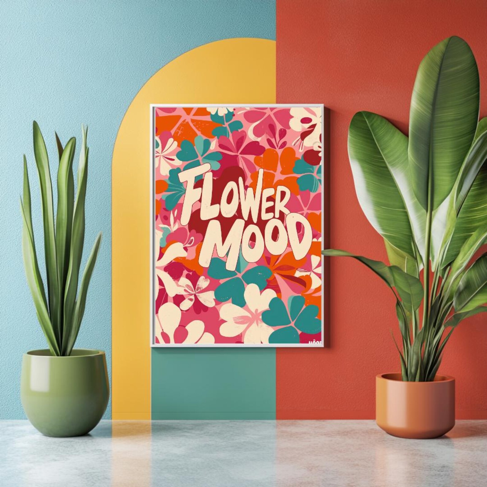 Maximalist Flower Mood Wall Art, Digital Downloadable Floral Artwork ...