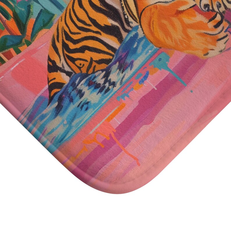 Tiger in a Bathtub Bath Mat - Bathroom Runner Rug - Non Slip Shower Mat ...