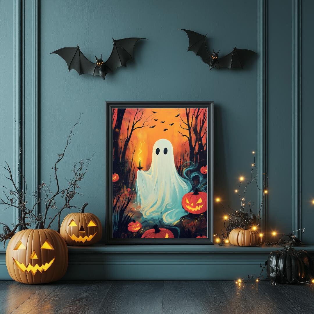 Ghost Holding A Candle, Vintage Poster, Dark Academia, Halloween ...