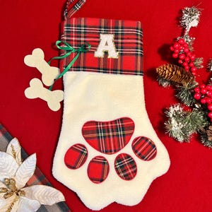 Custom Pet Stocking With Initial - Personalized Christmas Gift, Paw ...