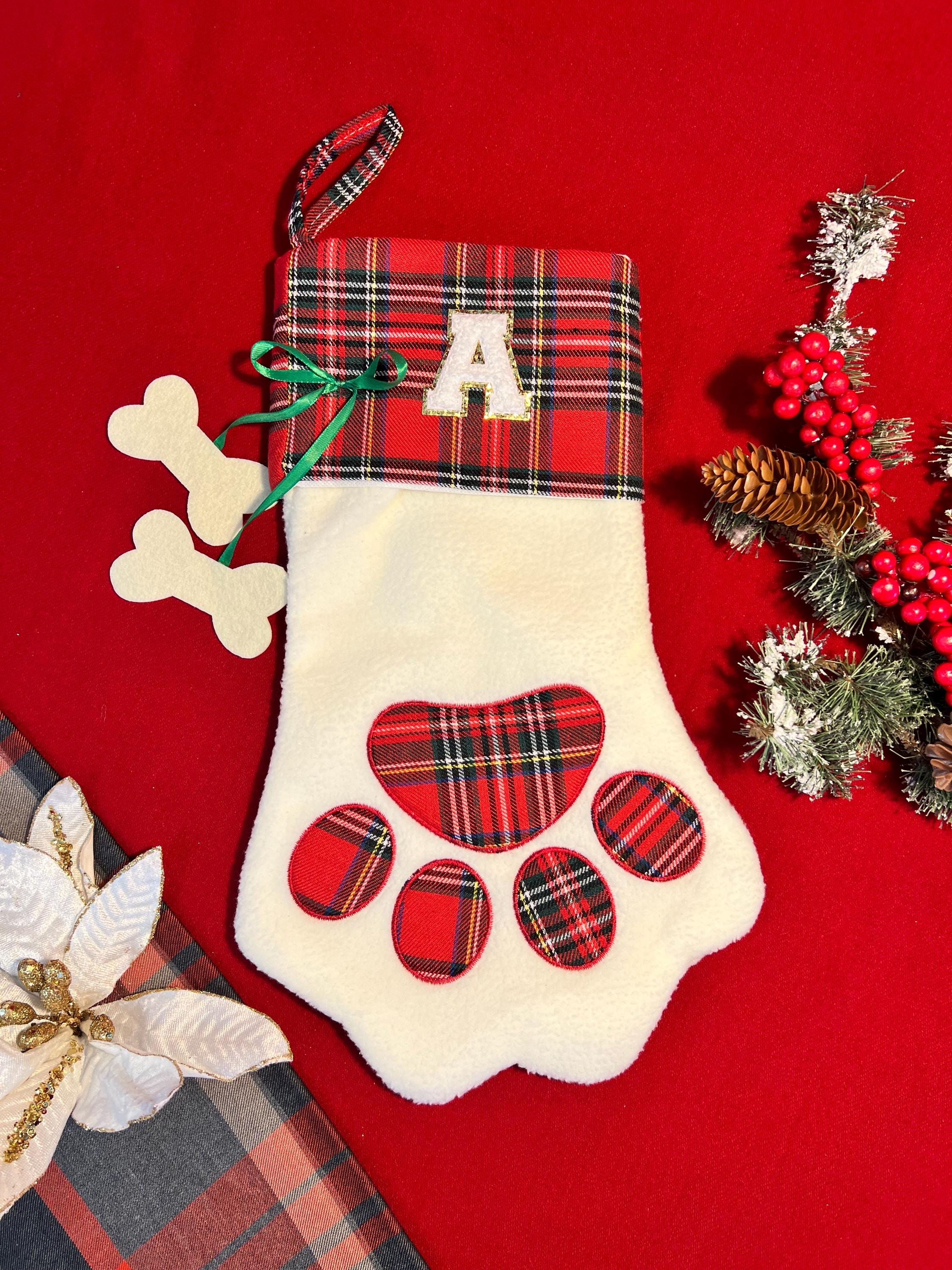 Custom Pet Stocking With Initial - Personalized Christmas Gift, Paw ...