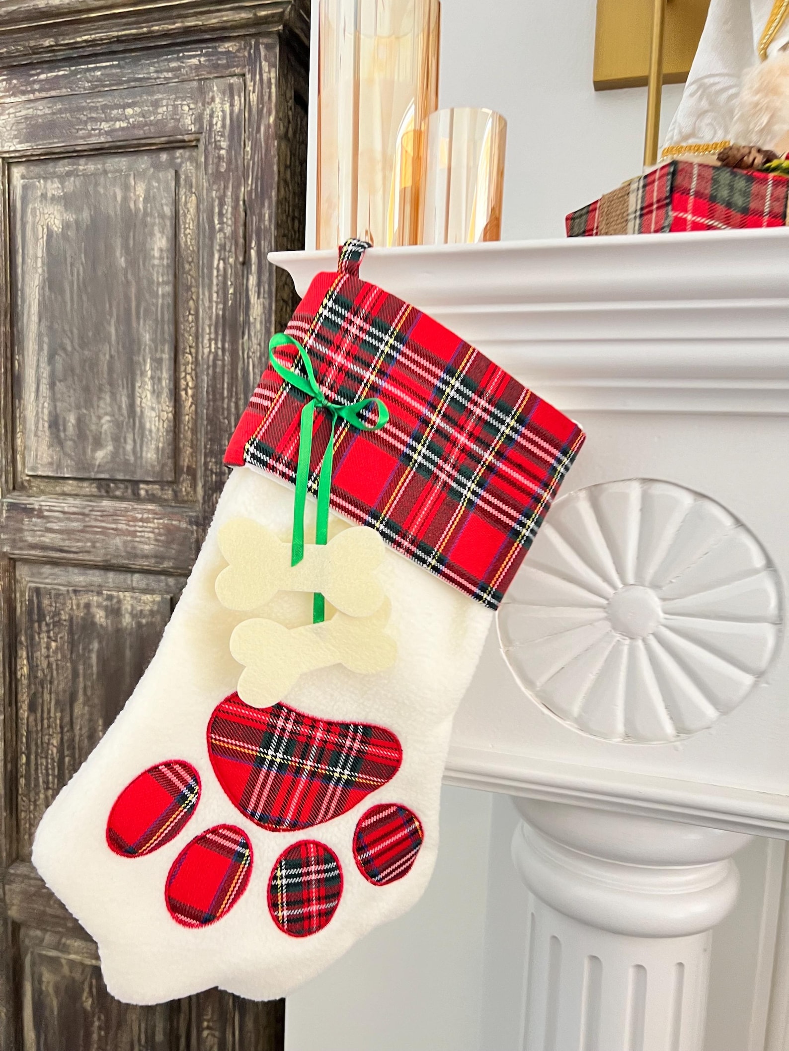 Custom Pet Stocking With Initial - Personalized Christmas Gift, Paw ...