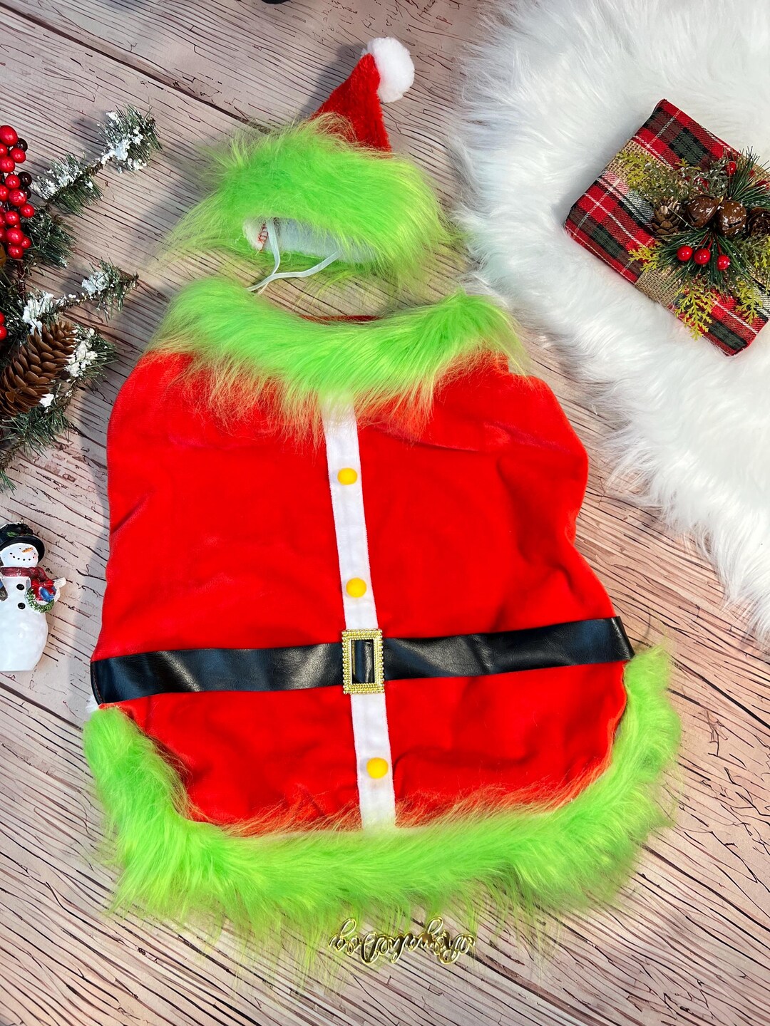Christmas Grinch Costume for Pets - Cape & Hat for Large Dogs, Large ...