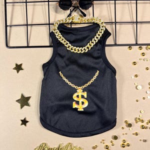 Dog Rapper Shirt, Hip Hop Dog Outfit, Funny Dog Clothes, Gold Chain Dog ...