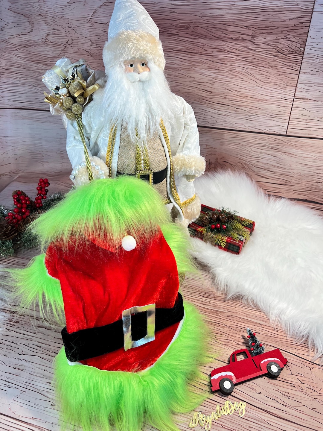 Adorable Grinch-themed Christmas Pet Costume Cape, Fleece Dog Jacket ...