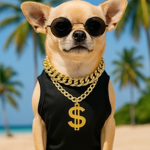 Dog Rapper Shirt, Hip Hop Dog Outfit, Funny Dog Clothes, Gold Chain Dog ...