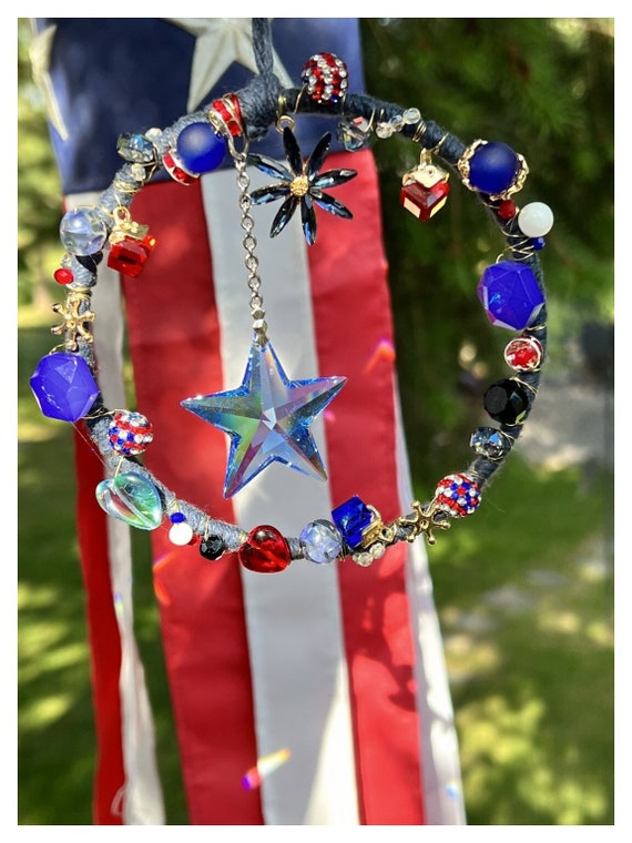 Patriotic Suncatcher Dreamcatcher Stars Stripes Red White - Etsy