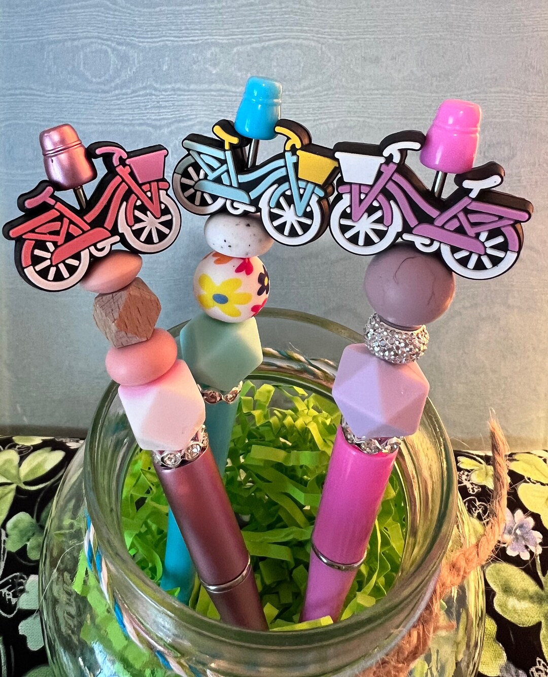 Chunky Silicone Bead Bicycle Pens, Teacher Pens, Office Pen, Journal ...