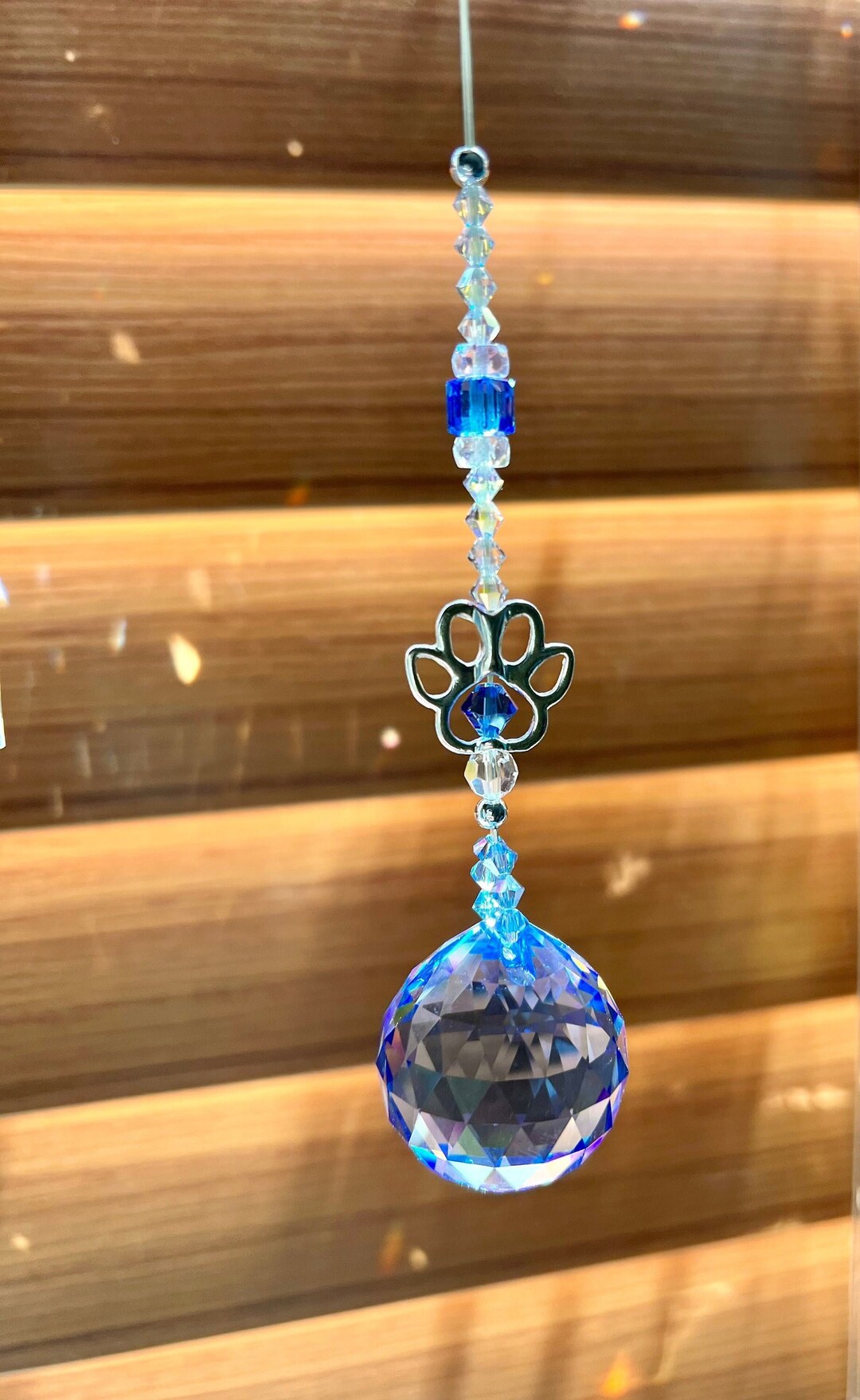 Beautiful Sapphire Blue 30mm Faucets Swarovski Crystal Ball Suncatcher ...