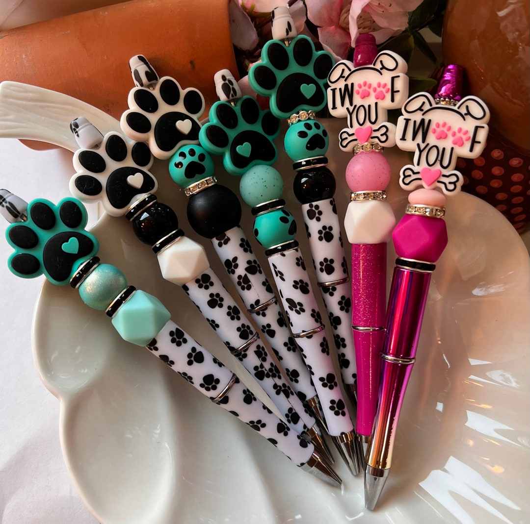 Paw Print Beaded Silicone Pens, Dogs, Cats, Pets, Stocking Stuffers ...
