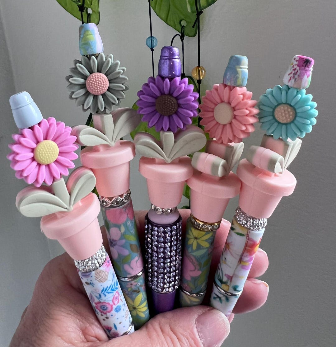 Daisy in a Pot Silicone Beaded Pen, Flower Garden Lovers, Stocking ...