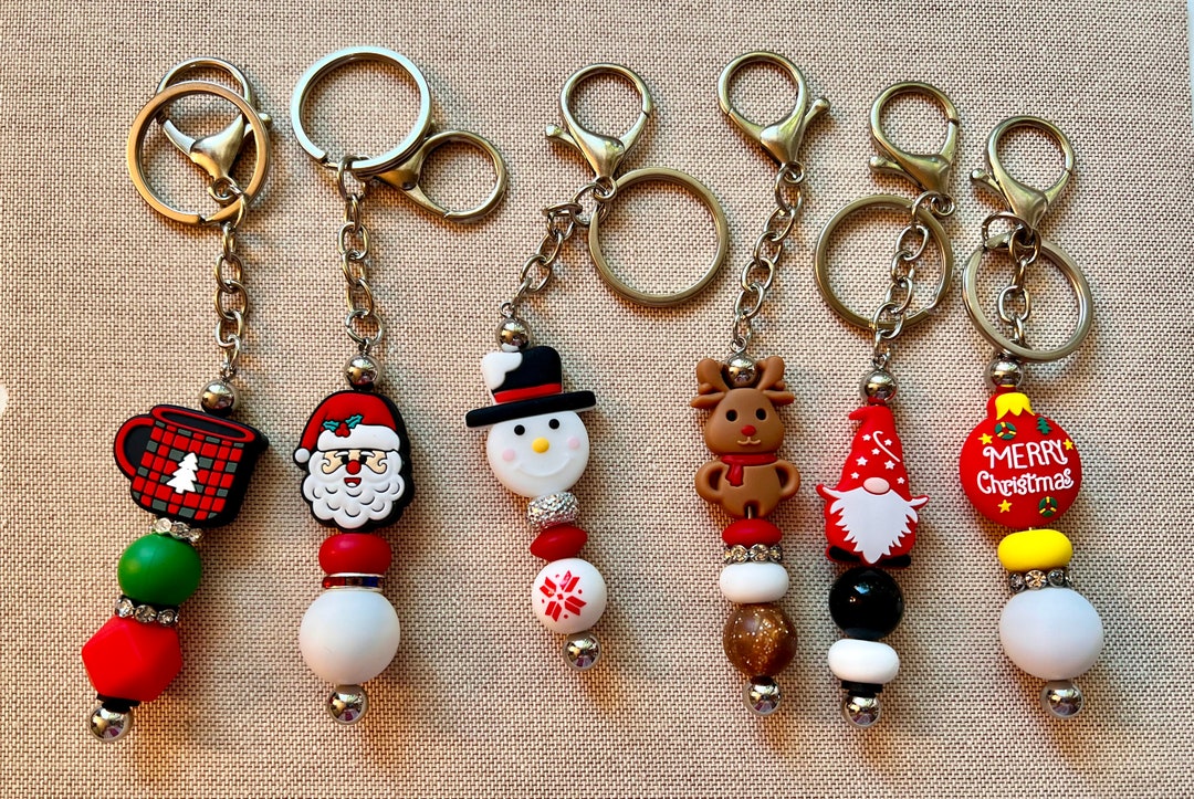 Festive/christmas/holiday/ Silicone Chunky Bead Keychain, Keyring ...