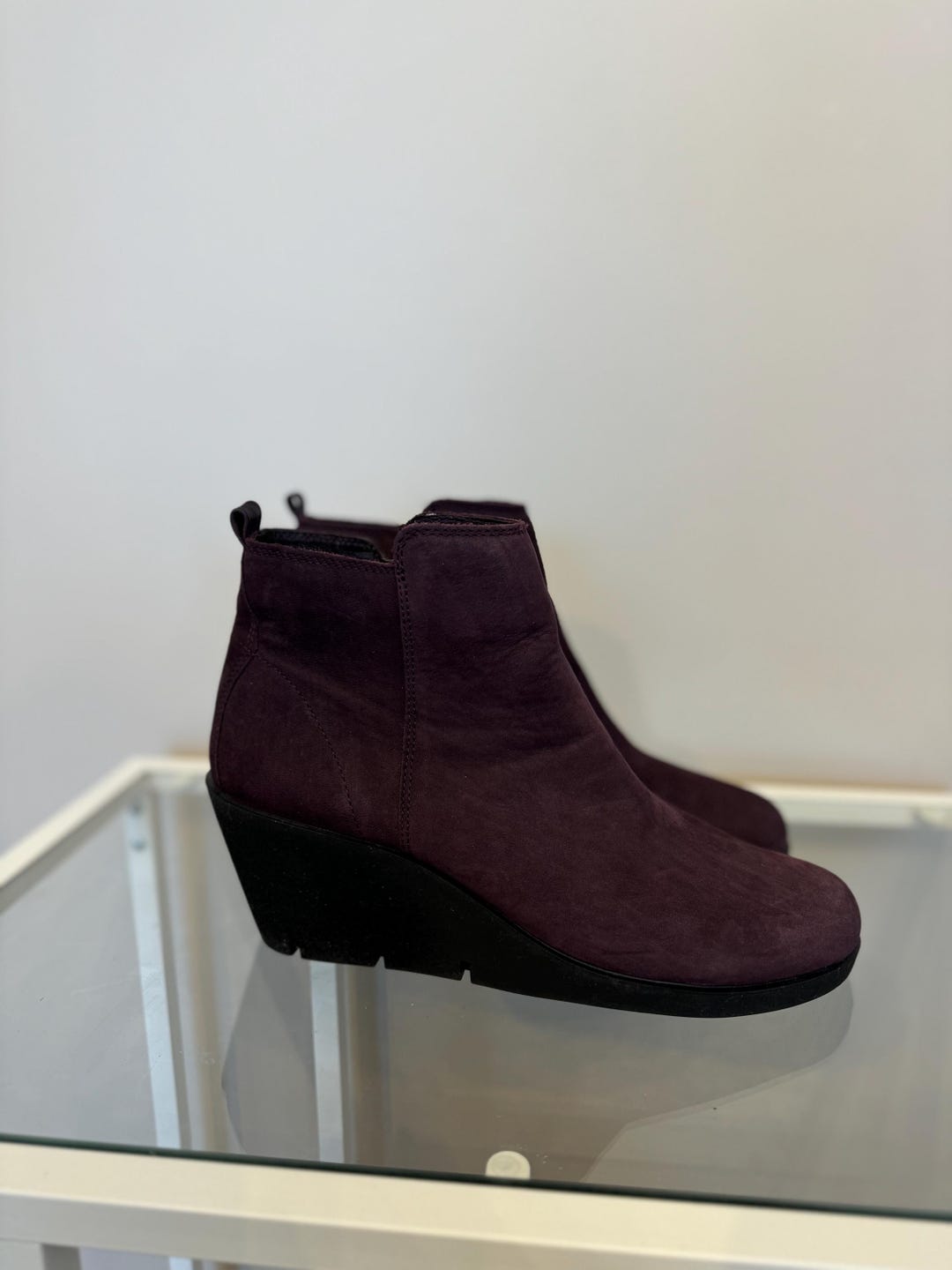 Ecco Burgundy Suede Boots High Heel Leather Opti - Etsy
