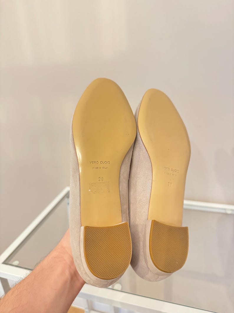 Lorbac Made in Italy Beige Suede Leather Shoes Flats Heels - Etsy