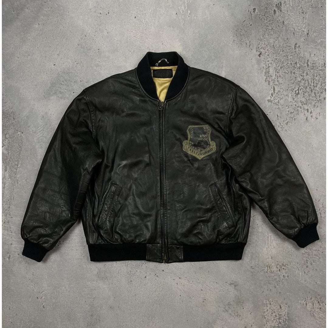 Eagle Air Command Leather Jacket SRC Strategic Center Air 90s Vintage ...