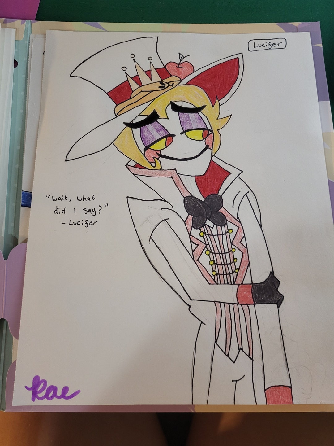 Lucifer Hazbin Hotel Colored Pencil/marker Drawing with Quote - Etsy