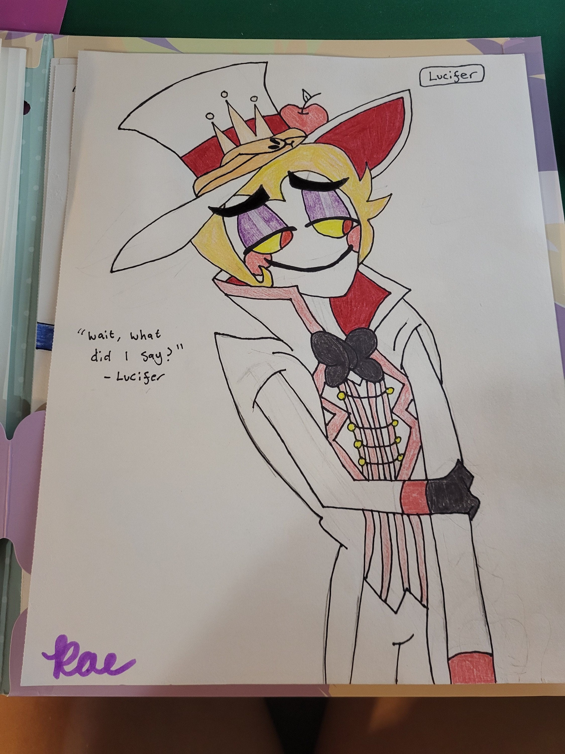 Lucifer Hazbin Hotel Colored Pencil/marker Drawing (with Quote) - Etsy