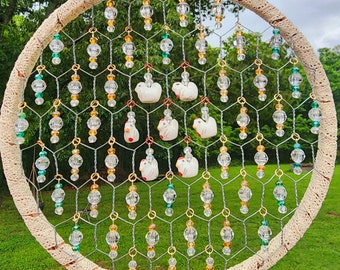 Chicken Wire Wood Frame Glass Bead Suncatcher - Etsy