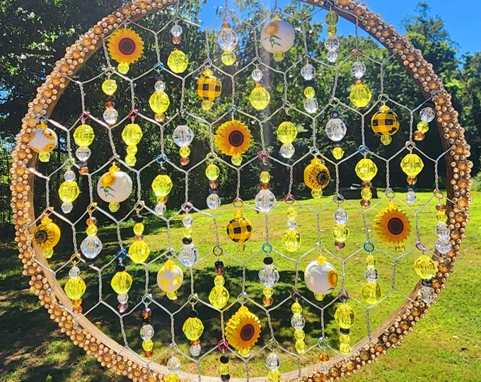 Sunflower Bead Suncatcher 11in Frame - Etsy