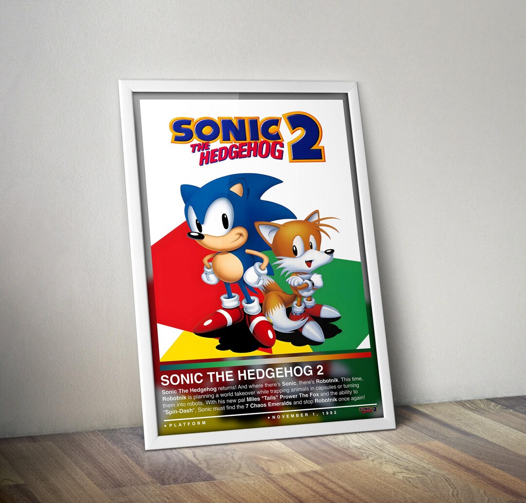 Sonic the Hedgehog 2 Poster Print Sonic Cover Gaming Poster 4 Colors ...