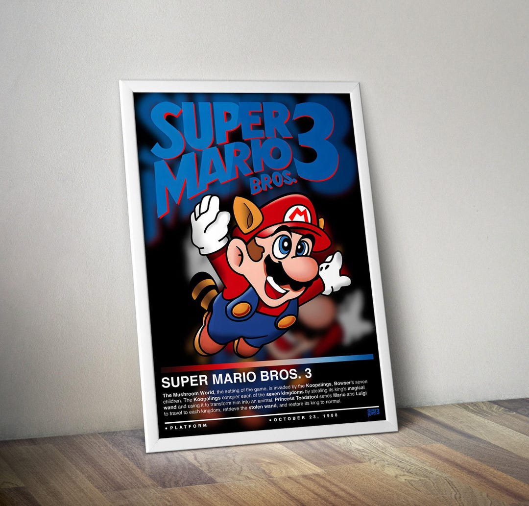 Super Mario Bros 3 Poster Super Mario Print Gaming Poster 4 Colors ...
