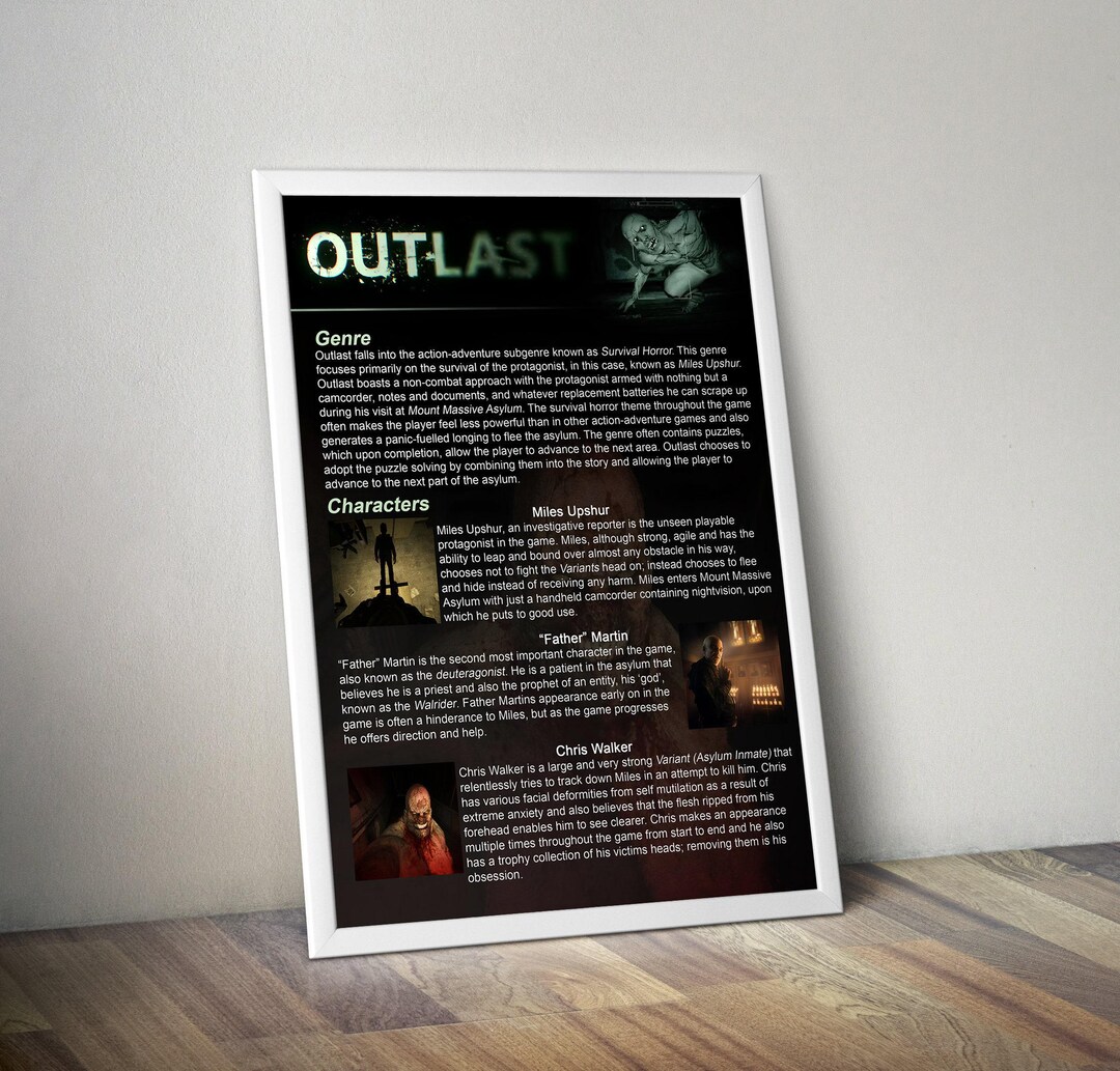 Outlast Poster Outlast Prints Horror Game Posters Gaming Posters Video ...